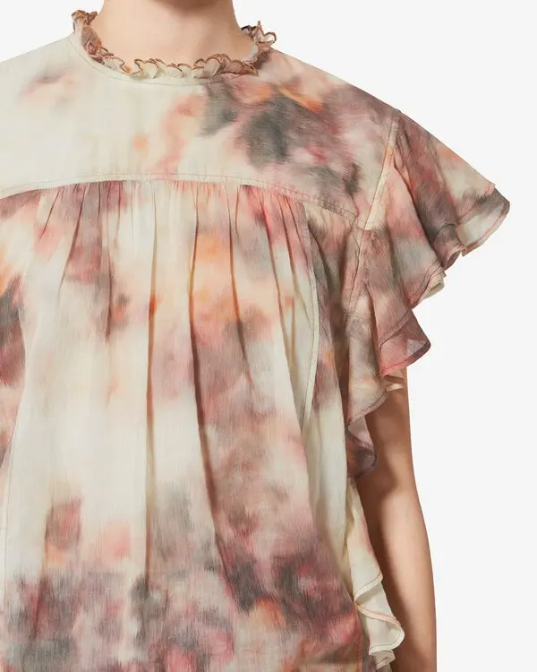 ETOILE Dalyane Frilly Organic Cotton Cloud Print Top