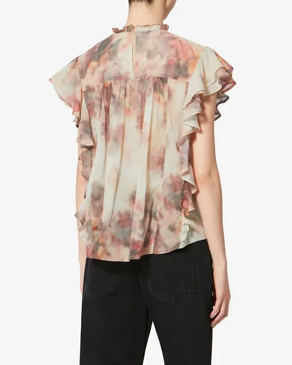 ETOILE Dalyane Frilly Organic Cotton Cloud Print Top