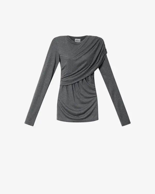 ETOILE Jersey Top With Asymmetric Draping - Gray