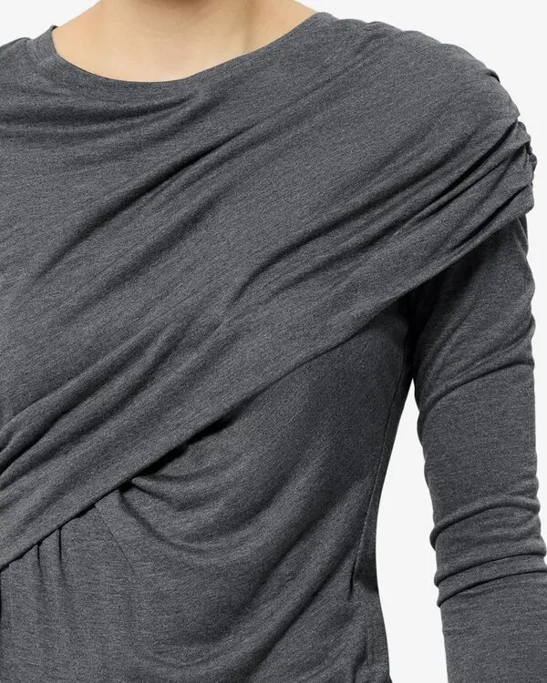 ETOILE Jersey Top With Asymmetric Draping - Gray