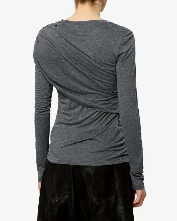 ETOILE Jersey Top With Asymmetric Draping - Gray