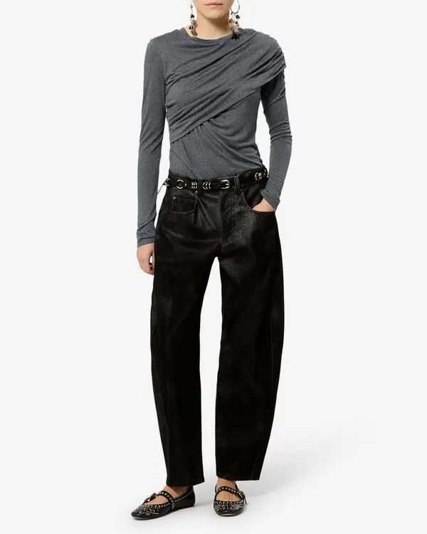 ETOILE Jersey Top With Asymmetric Draping - Gray