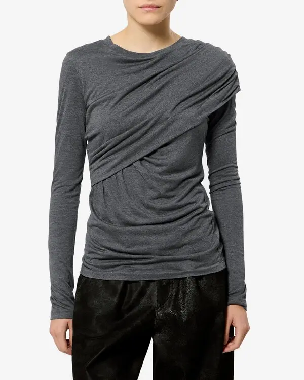 ETOILE Jersey Top With Asymmetric Draping - Gray