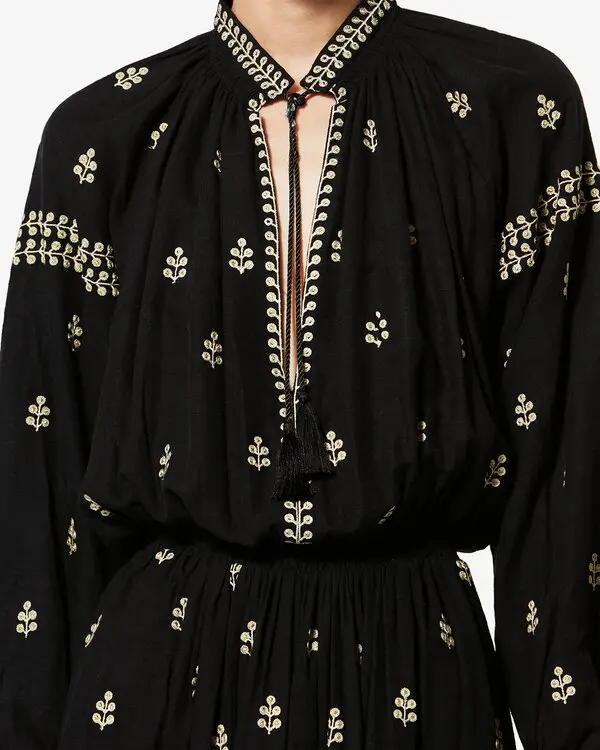 Isabel Marant Étoile Rodilia Embroidered Tussar Silk Tunic Dress