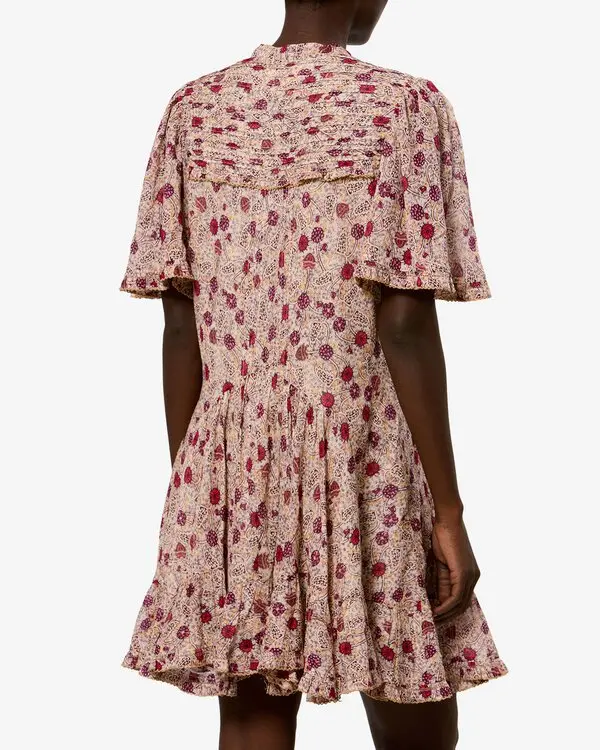 ETOILE Daynia Dress - Ecru-raspberry