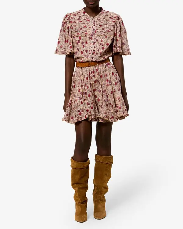 ETOILE Daynia Dress - Ecru-raspberry