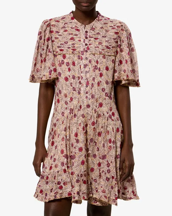ETOILE Daynia Dress - Ecru-raspberry