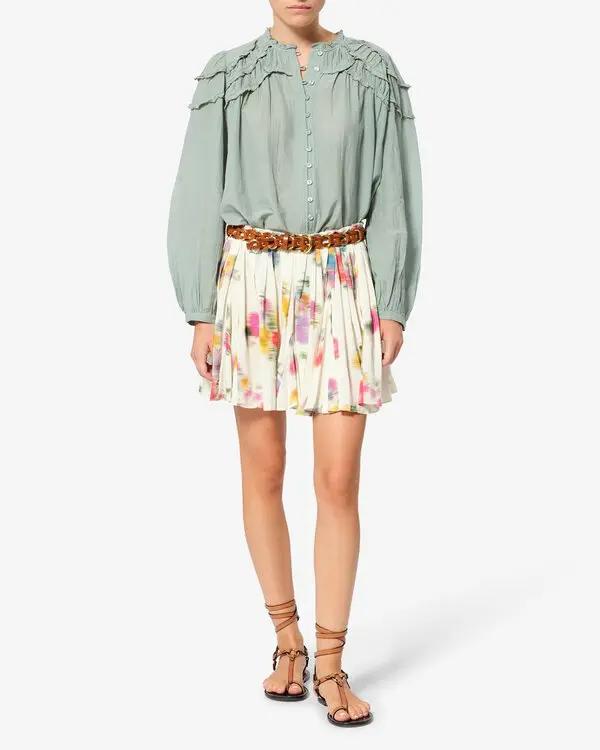 ETOILE Livy Pleated Floral Print Skater Skirt