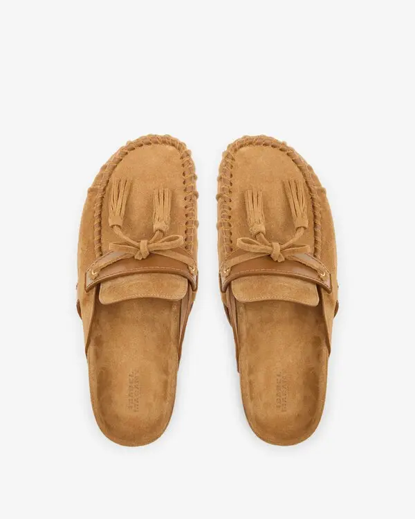 Isabel Marant Étoile Malvin Suede And Calfskin Moccasin Mules - Cognac