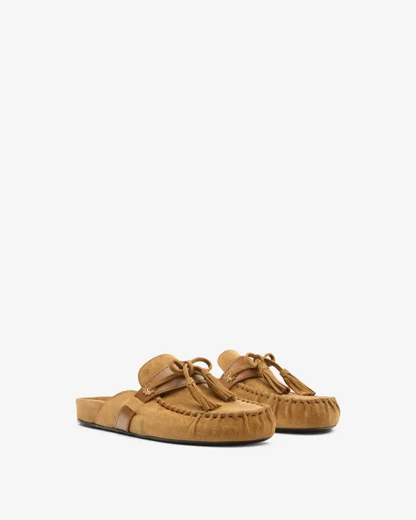 Isabel Marant Étoile Malvin Suede And Calfskin Moccasin Mules - Cognac