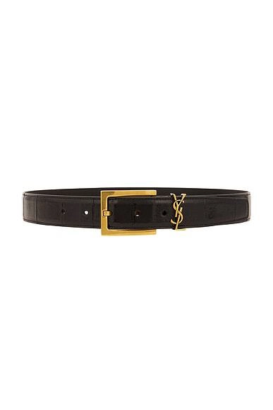 Saint Laurent Carree Passant Cassandre Ceinture Boucle Belt - Nero