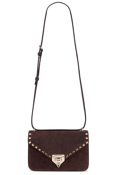 Valentino Garavani Rockstud Small Shoulder Bag - Ebony Brown