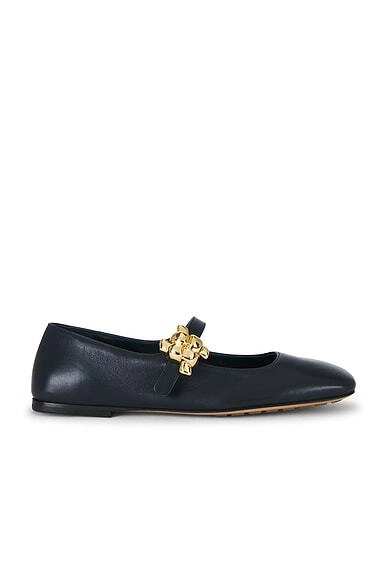 Bottega Veneta Charlotte Mary Jane Ballerina Flat - Midnight