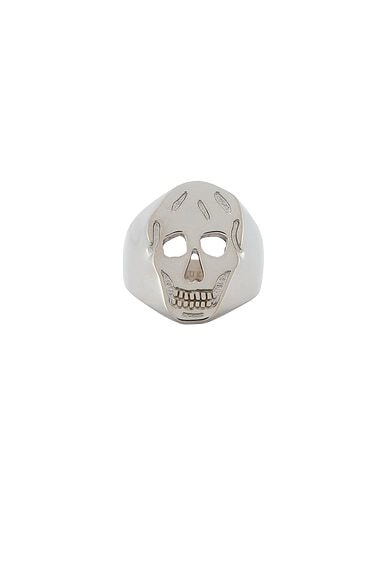 Alexander McQueen Skull Signet Ring - Shiny Silver