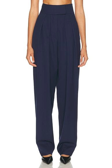 HELSA High Waist Pleated Suit Trouser - Navy