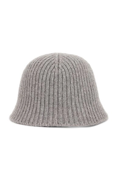 Miu Miu Ribbed Cashmere Wool Bucket Hat - Grigio