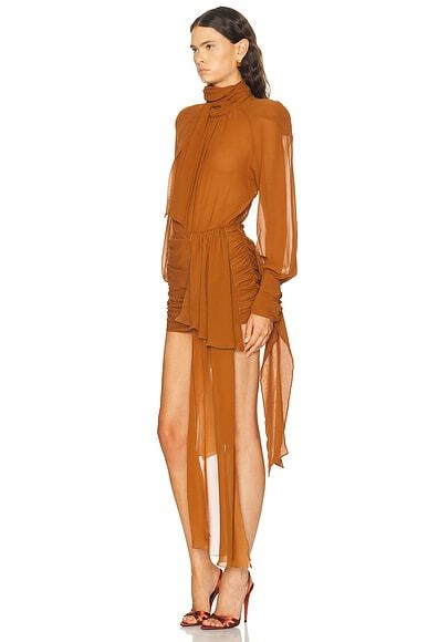 ROWEN ROSE Bow Neck Mini Dress