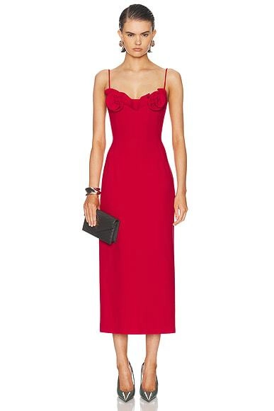 Magda Butrym Floral Applique Midi Dress - Red