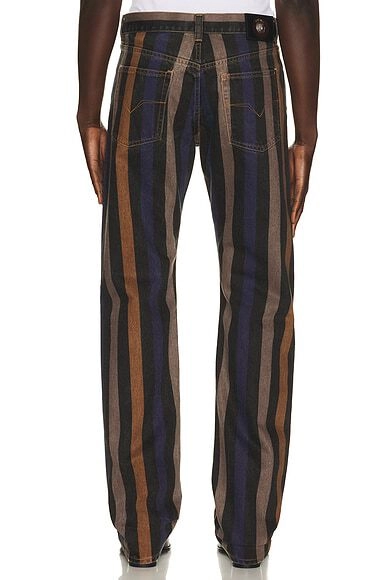 Versace Rigid Denim With Stripe Print - Multicolor