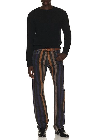 Versace Rigid Denim With Stripe Print - Multicolor