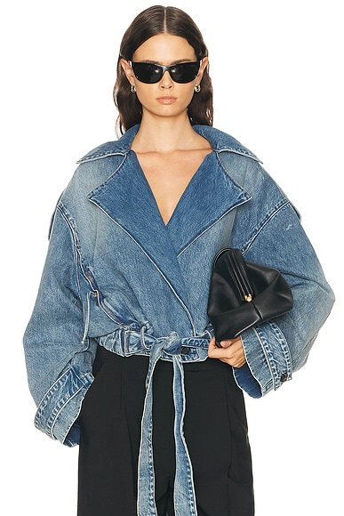 Brandon Maxwell Regan Denim Trench Jacket - Indigo