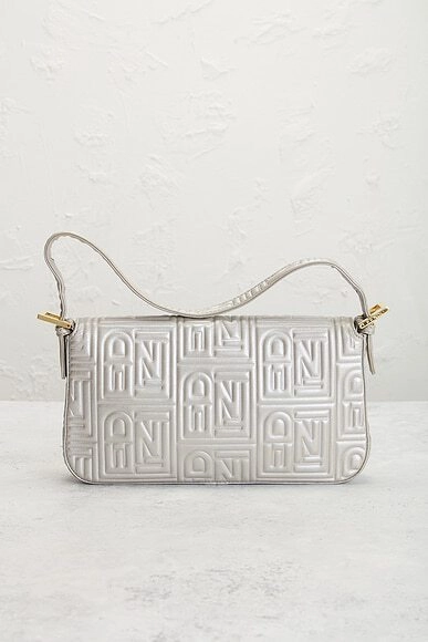 Fendi Logo Embossed Baguette Shoulder Bag