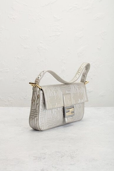 Fendi Logo Embossed Baguette Shoulder Bag
