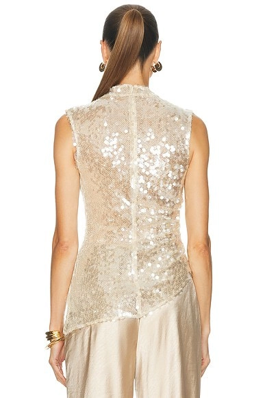 Lapointe Mesh Sequin Mockneck Top