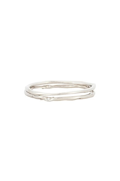 Dries Van Noten Set Of 2 Embellished Bangle Bracelets In Silver Tone Brass