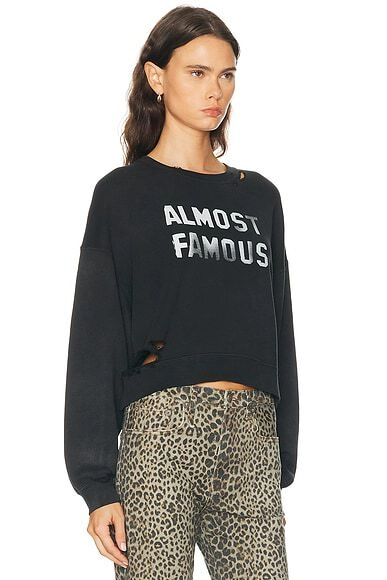 R13 Almost Famous Cropped Crewneck Sweatshirt