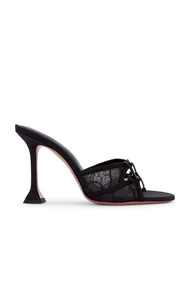Amina Muaddi Eleonora 95 Lace Slipper Mule - Black
