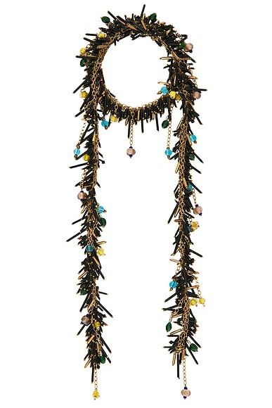 Dries Van Noten Handmade Bead Embroidered Scarf Necklace - Multi