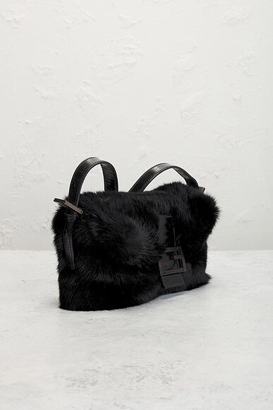 Fendi Rabbit Fur Baguette Shoulder Bag