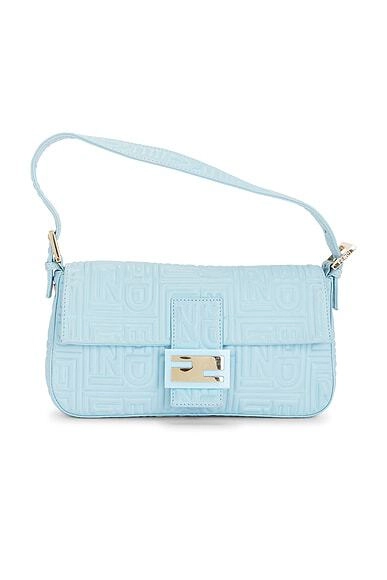 Fendi Logo Embossed Baguette Shoulder Bag