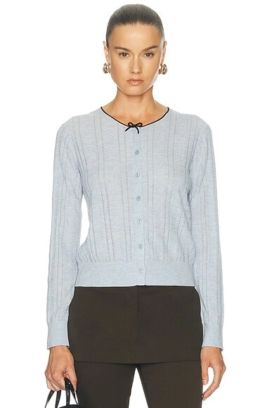 Acne Studios Kween Silk Wool Cardigan - Light Blue