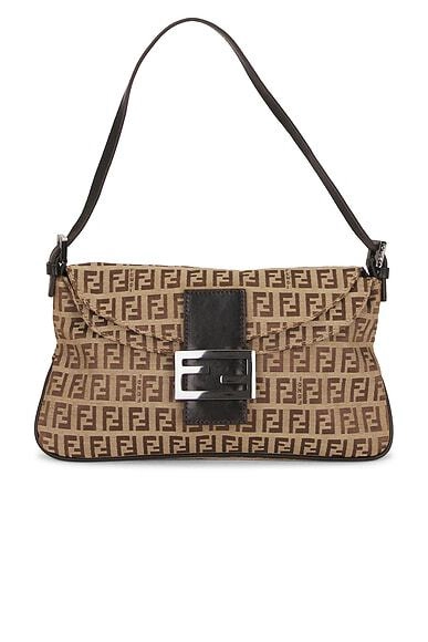 Fendi Zucchino Baguette Shoulder Bag - Brown