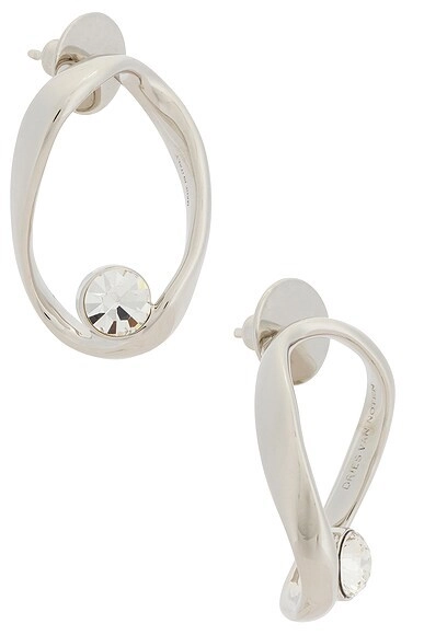 Dries Van Noten Sculptural Loop Earrings With Crystal