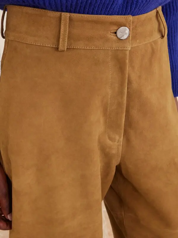 RÓHE Sculptural Paneled Suede Barrel-leg Trousers