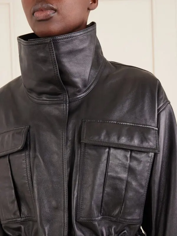 RÓHE Sculptural Gathered Leather Jacket