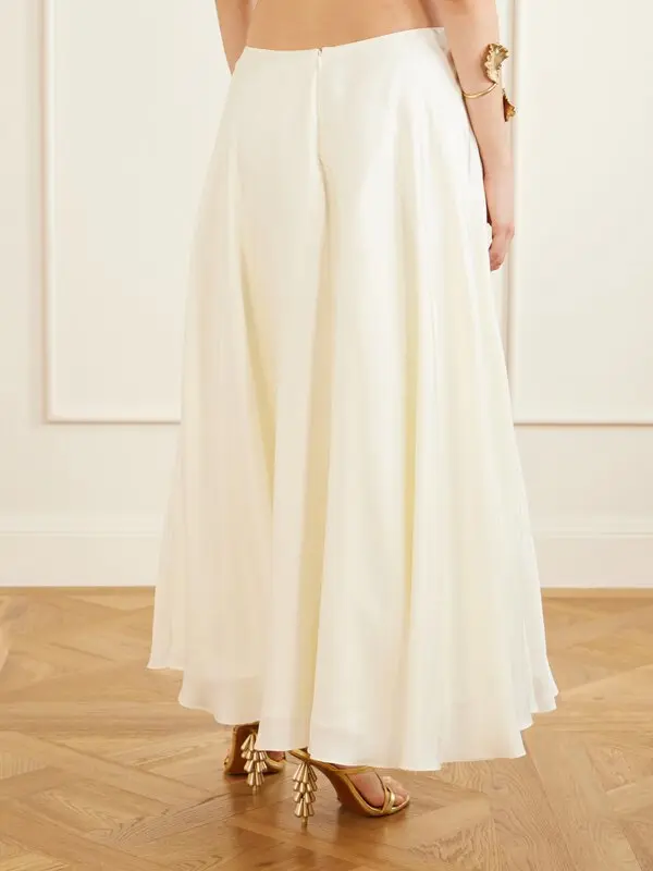 Cult Gaia Cyrene Silk-twill Midi Skirt - Neutrals