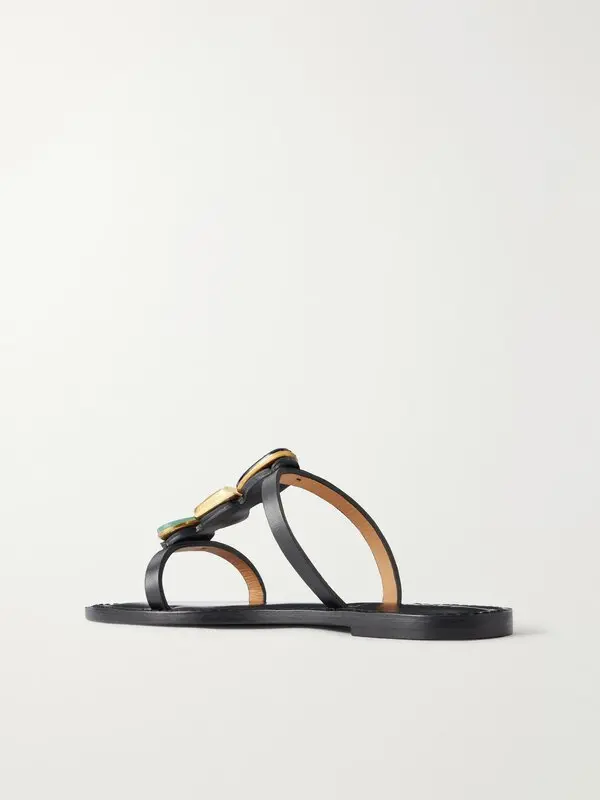 AMANU The Matobo Embellished Leather Sandals