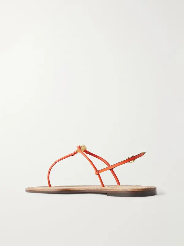 AMANU The Naivasha Embellished Leather Sandals - Orange