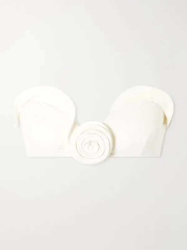 Magda Butrym Appliquéd Stretch-jersey Bikini Top - Neutrals