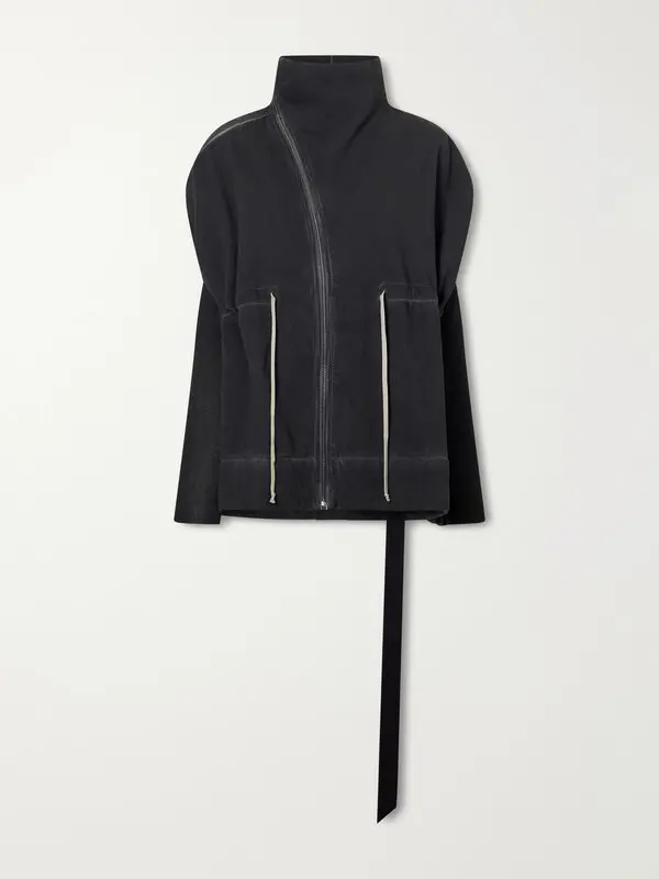 Rick Owens Mountain Sail Drawstring Cotton-jersey Jacket - Black