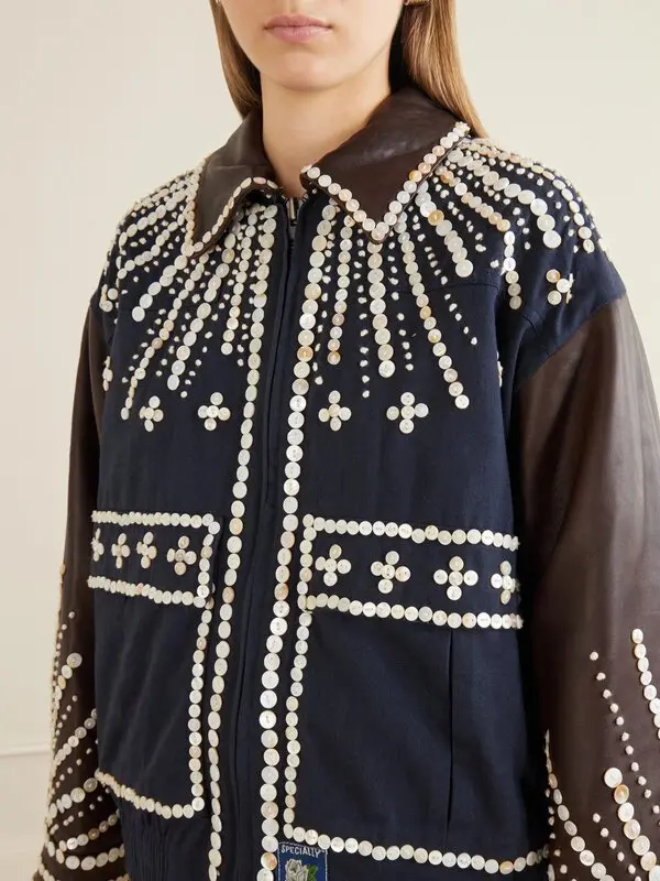 Sea Georgie Embellished Cotton-canvas And Leather Jacket