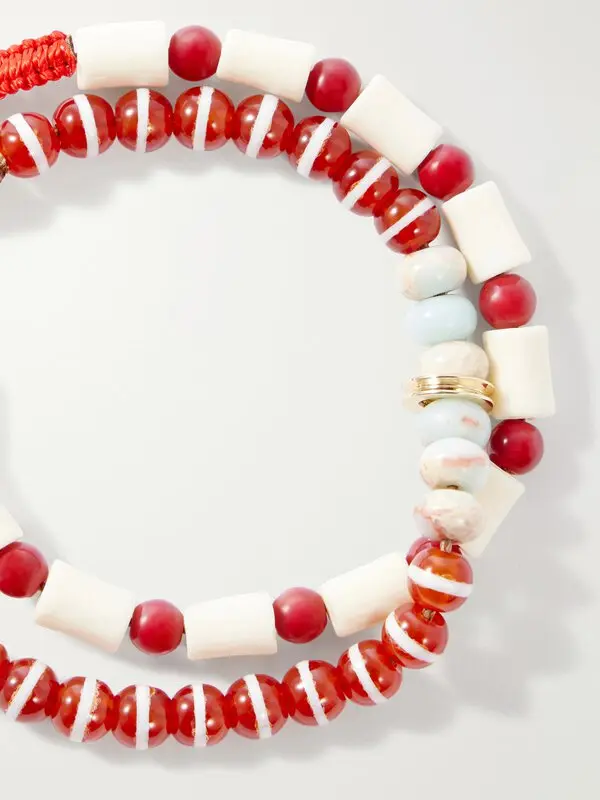 ROXANNE ASSOULIN Set Of Two Paprika Agate Beaded Bracelets