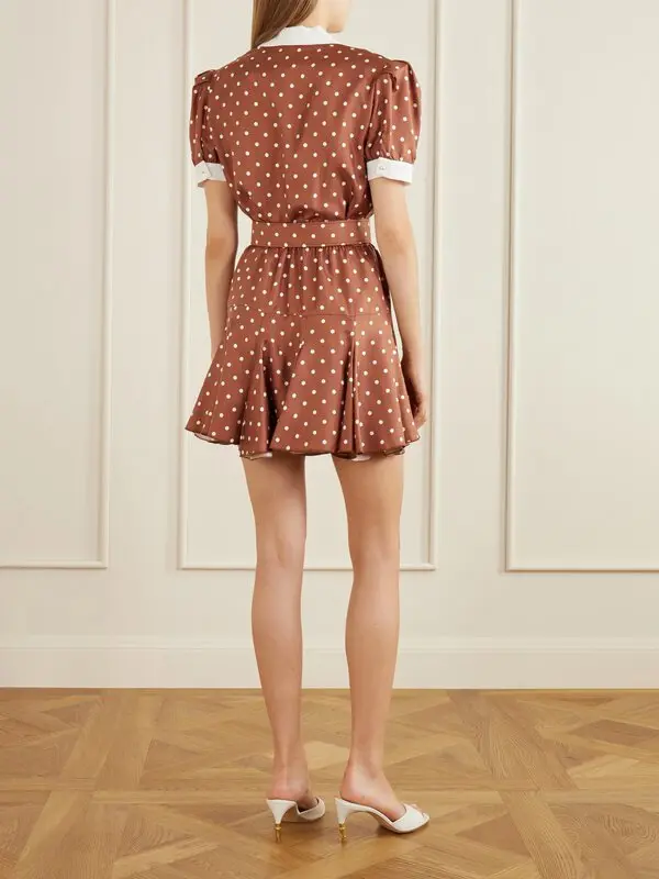 RODARTE Belted Polka-dot Silk Midi Dress