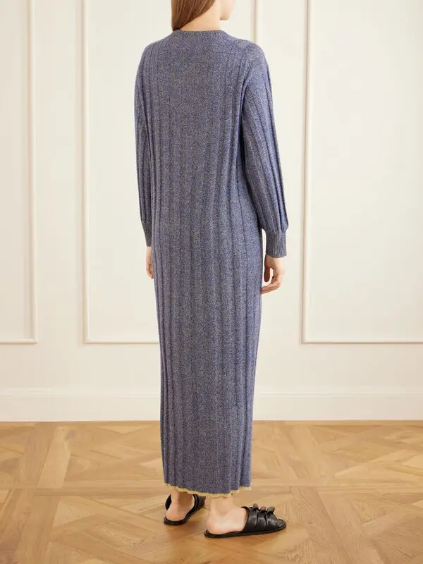 THE ELDER STATESMAN Ribbed Cashmere Maxi Dress