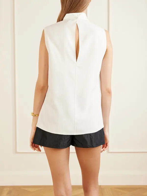 KALLMEYER Penny Sequined Ruched Striped Twill Top