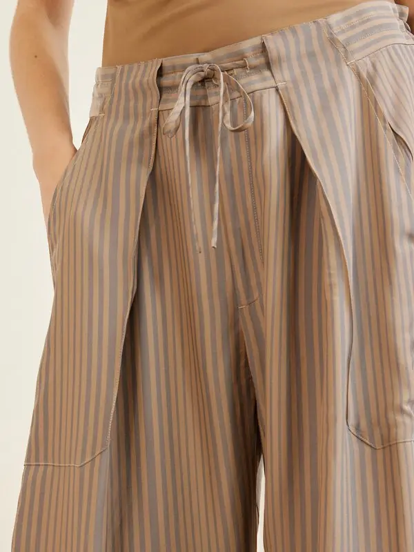 KALLMEYER Clemence Striped Twill Wide-leg Pants